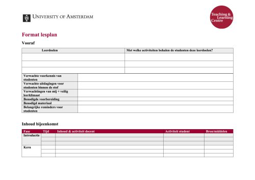 Checklist voorbereiding van je onderwijs - UvA Teaching and Learning ...